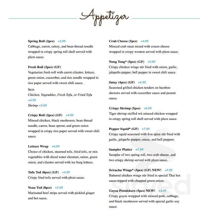Sy Thai Shores menu in St Clair Shores, Michigan, USA