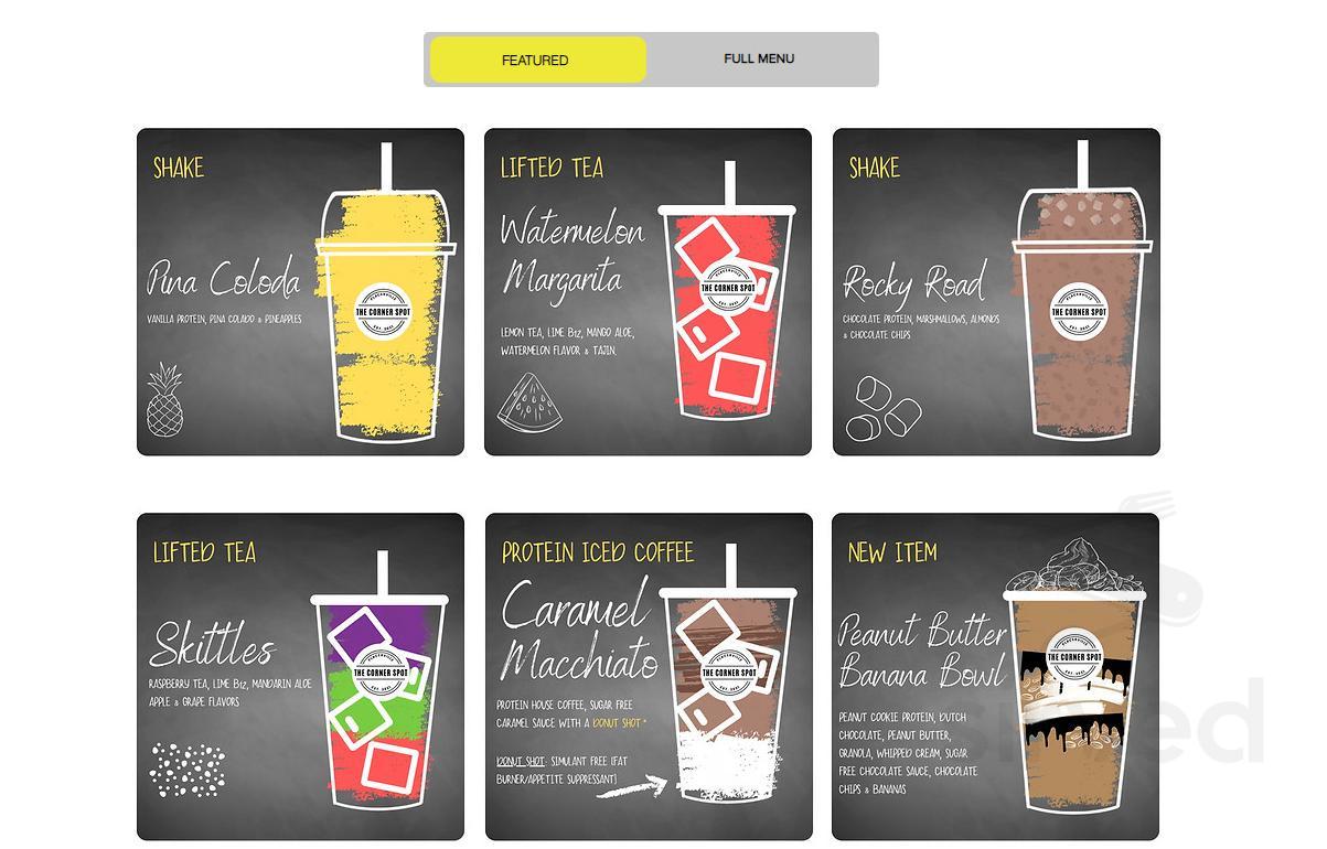 The Corner Spot menu in Placerville, California, USA