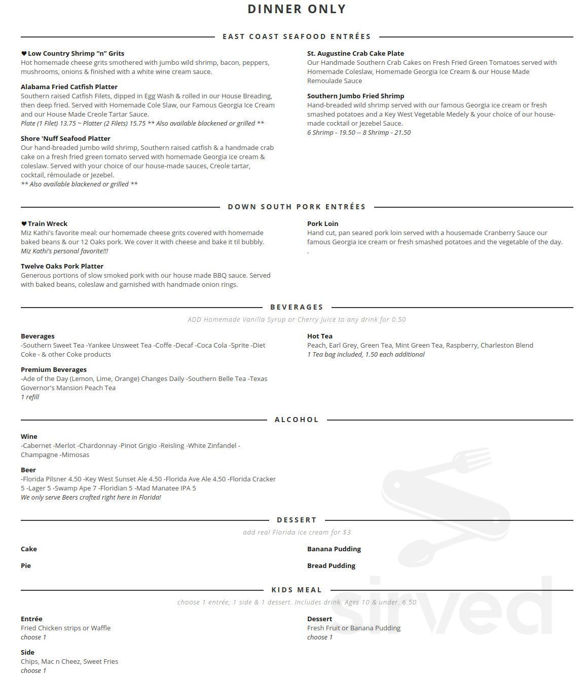 Miz Kathi's Cotillion Southern Cafe menu in Wildwood, Florida, USA