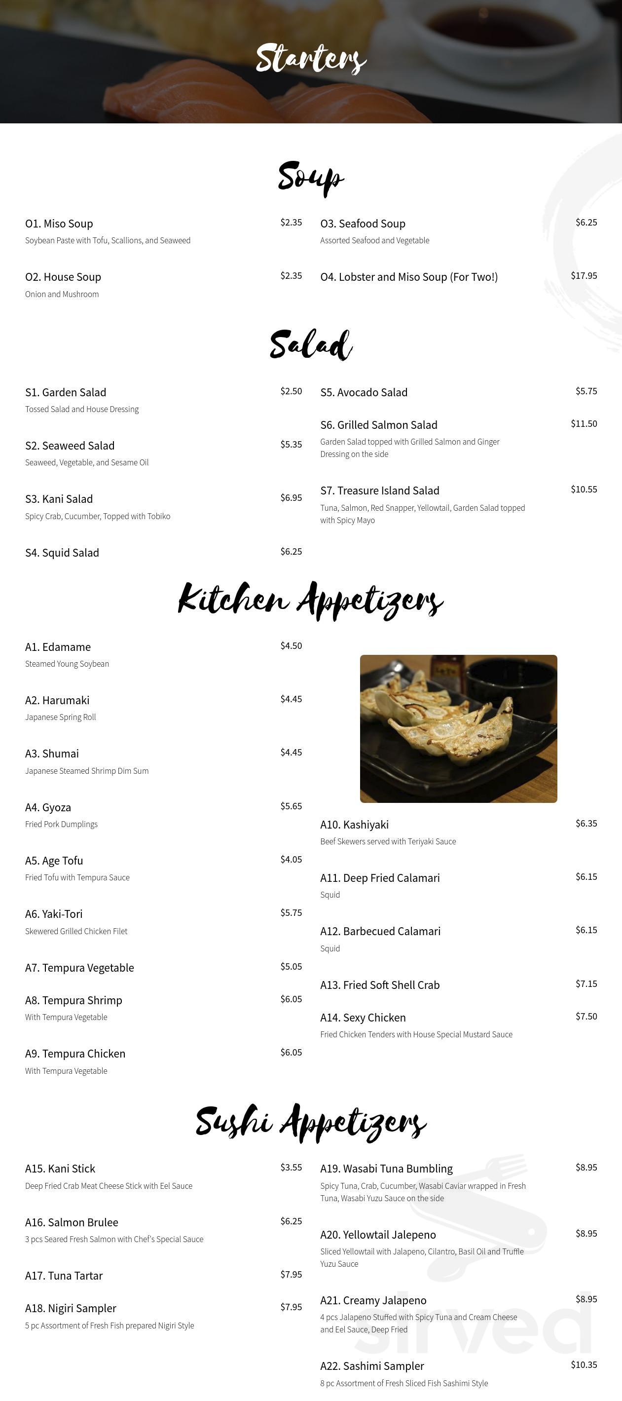 Tokugawa Japan Steakhouse Sushi & Bar menu in Milford, Ohio, USA