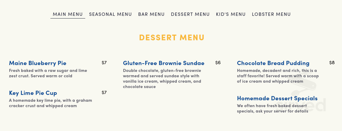 Side Street Cafe menu in Bar Harbor, Maine, USA