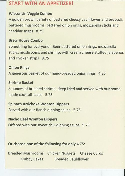 Fireside Supper Club menu in Rhinelander, Wisconsin, USA