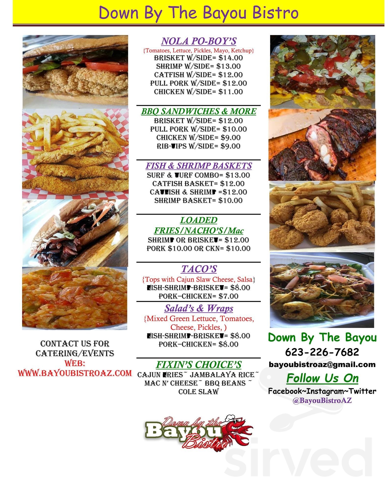 Down By The Bayou Bistro menu in Glendale, Arizona, USA