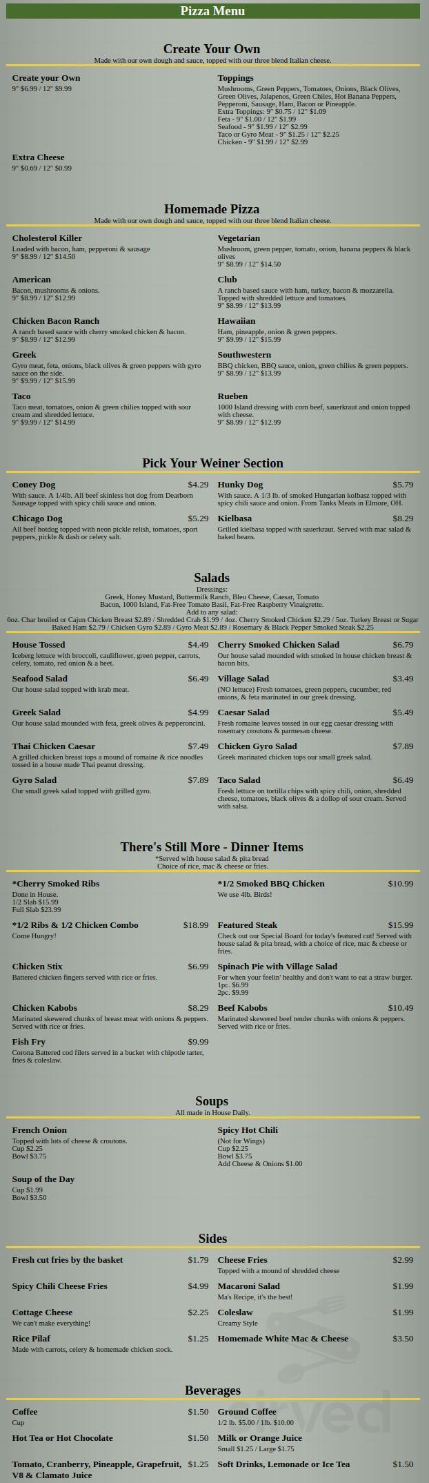 Menu - Toledo OH's Nick & Jimmy's Bar and Grill | Sirved