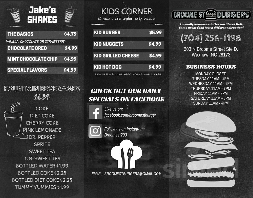 Menu for Blue Lagoon Cafe in Waxhaw, NC | Sirved