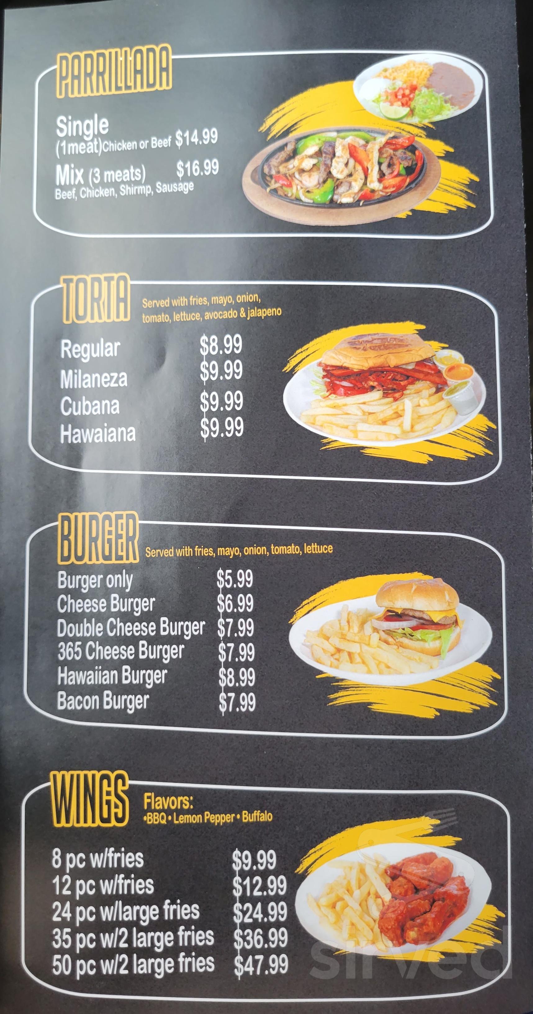 365 Tacos menu in Dallas, Texas, USA