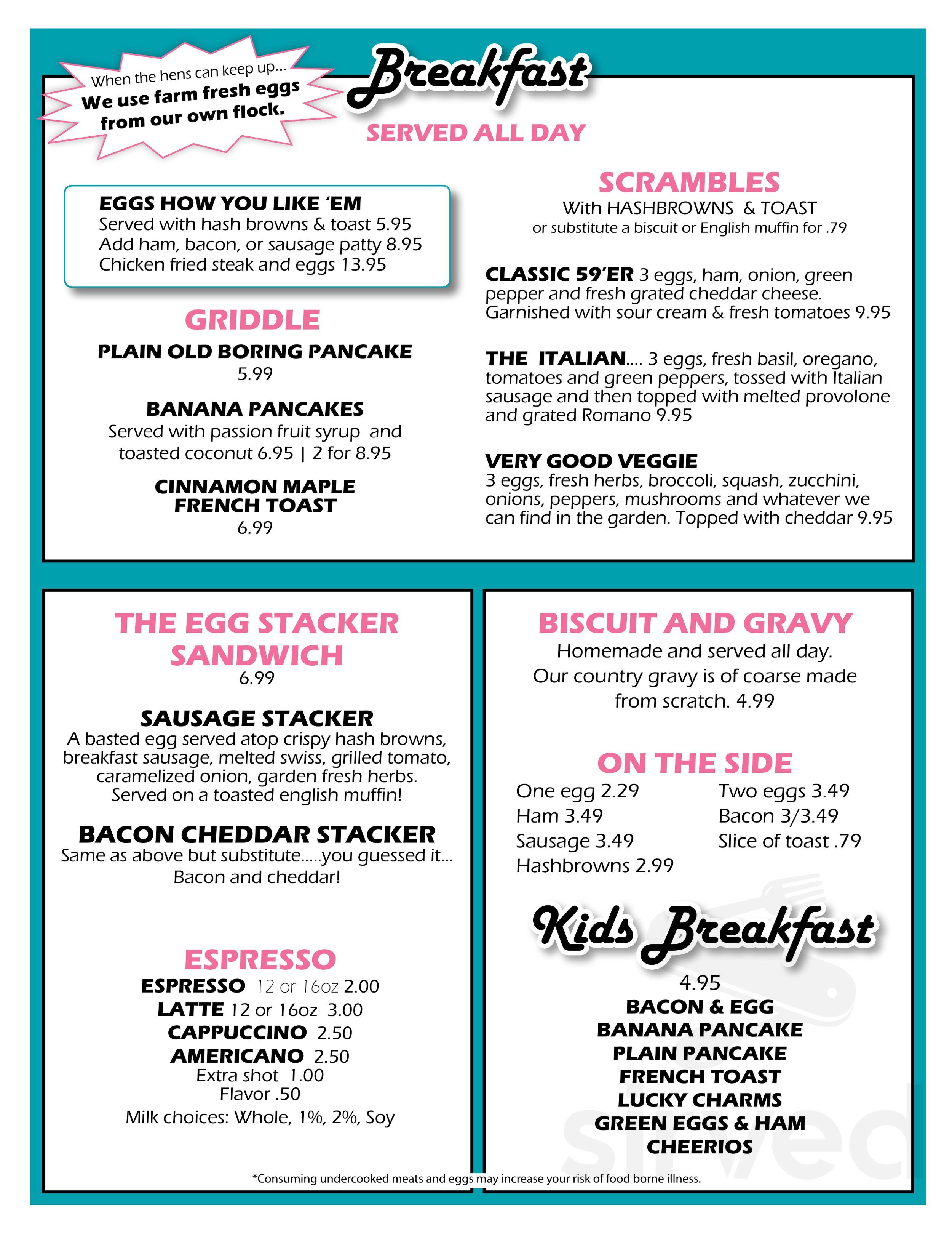 59er Diner Leavenworth/Lake Wenatchee menu in Leavenworth, Washington, USA