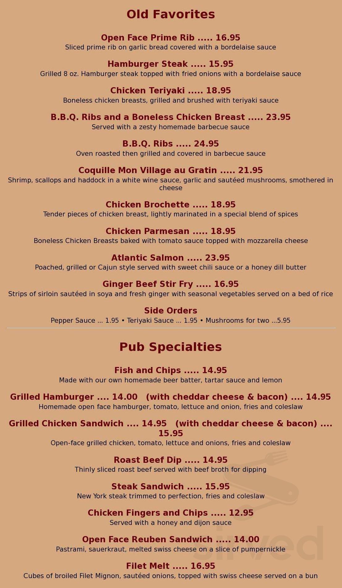 Mon Village Restaurant menus in Saint-Lazare, Quebec, Canada