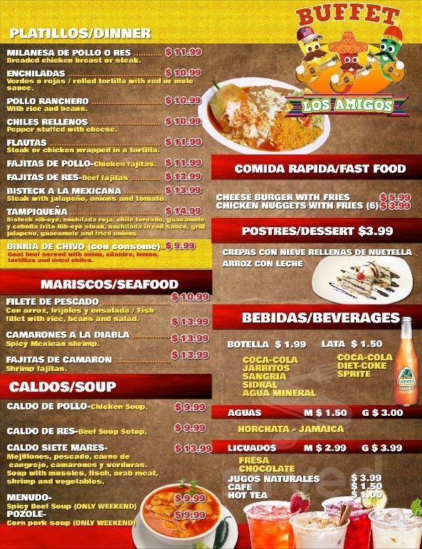 Menu - Chicago IL's Buffet los amigos | Sirved