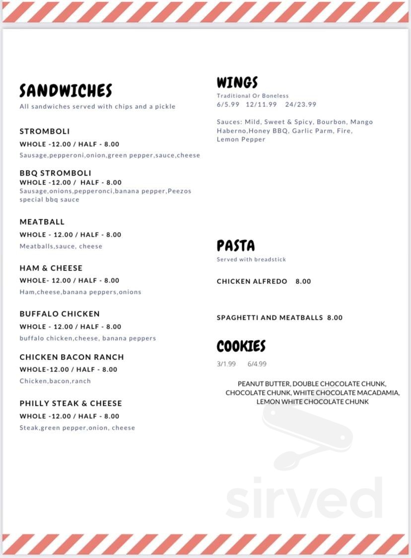 PeezO's Pizza menu in Owensboro, Kentucky, USA