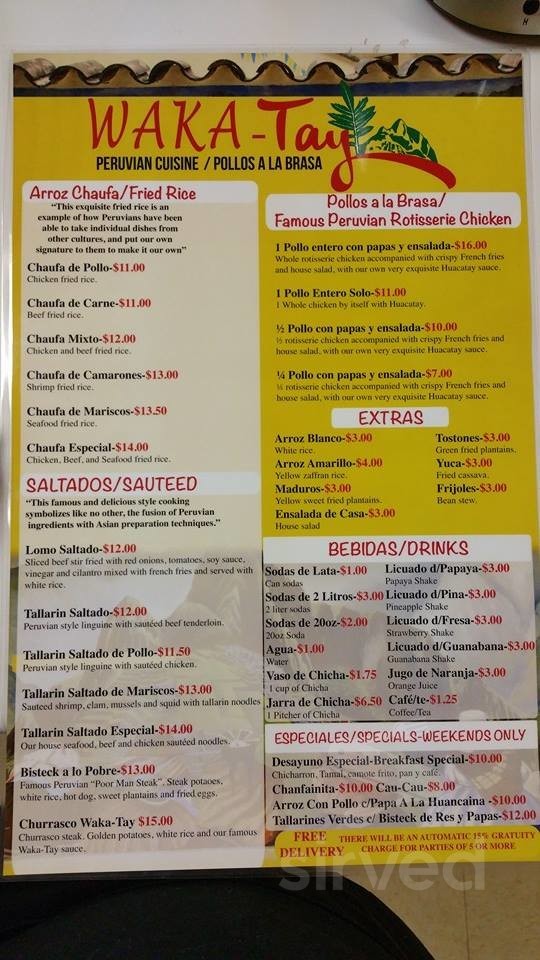 Menu for Waka-Tay in Woodbridge, NJ | Sirved