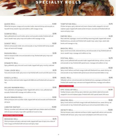 Passion Fin menu in Ashburn, Virginia, USA