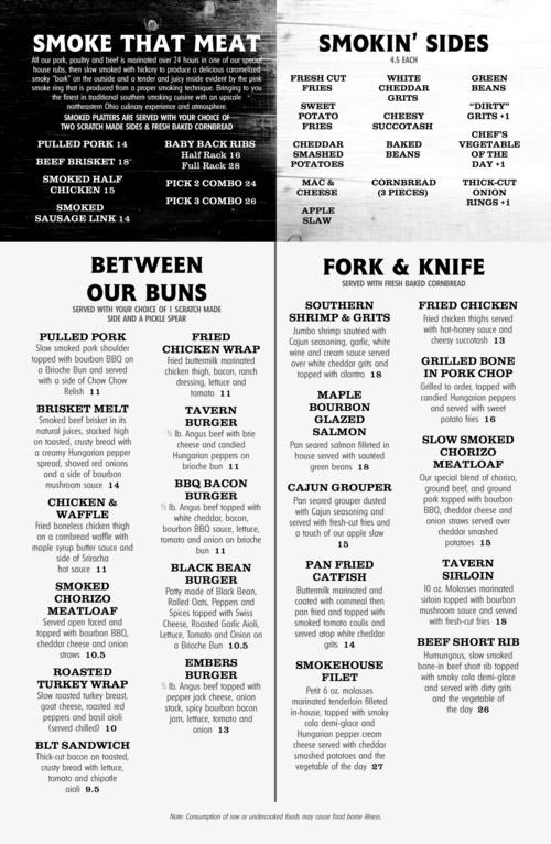 Oak and Embers Tavern menu in Chesterland, Ohio, USA