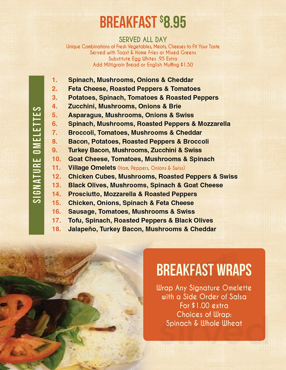 Village Coffee menu in Maplewood, New Jersey, USA