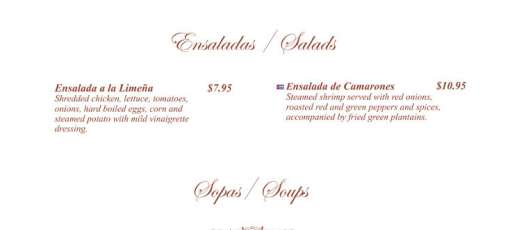 Menu for La Limeña Grill in Rockville, MD | Sirved