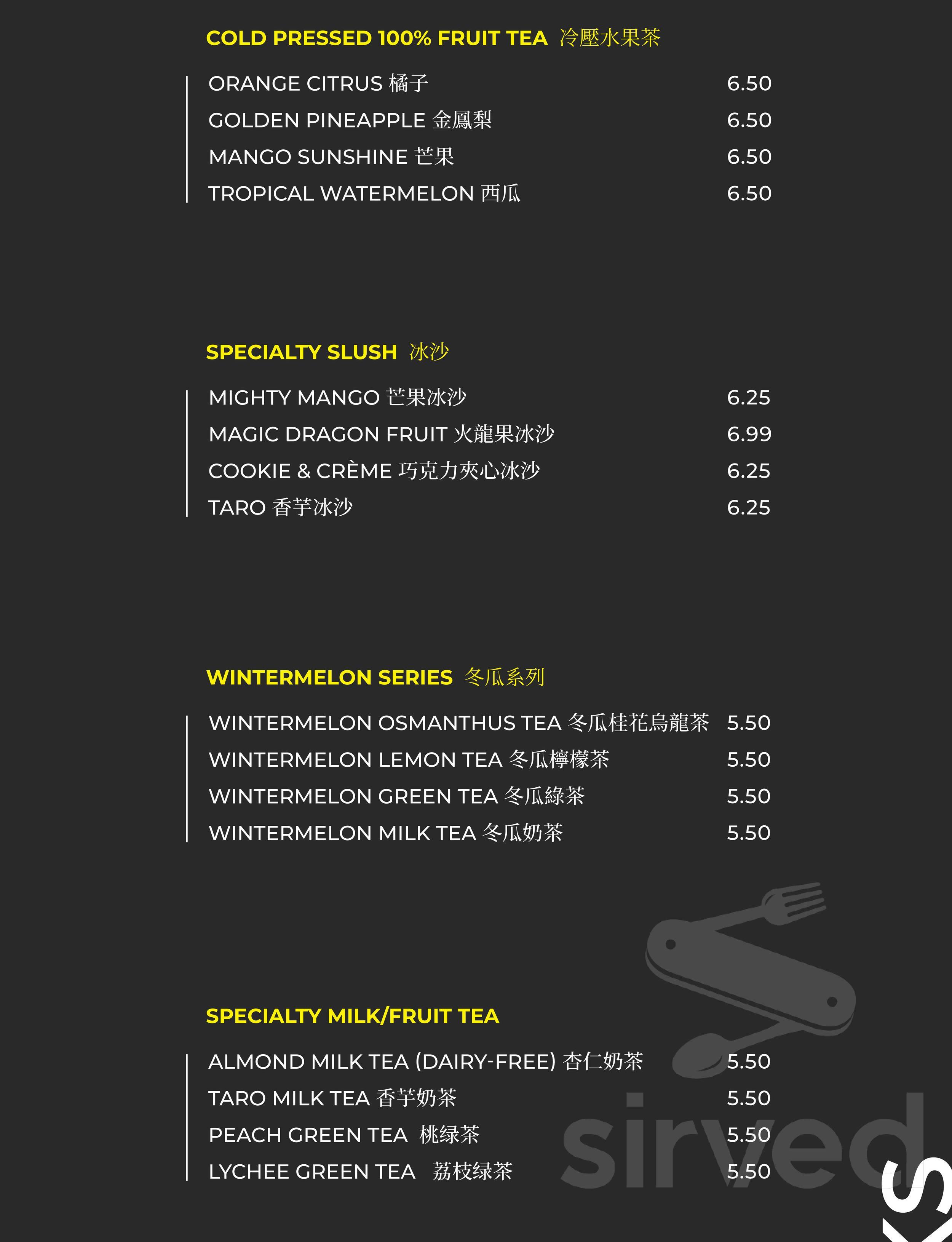 Hoke Poke & Tea Bar menu in Richmond, British Columbia, Canada
