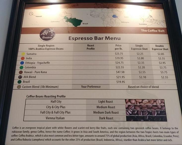 Ava Roasteria - Orenco menu in Hillsboro, Oregon, USA