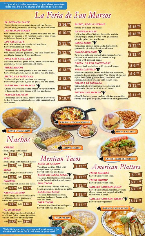 San Marcos Mexican Restaurant (S. Meridian) menu in Oklahoma City ...