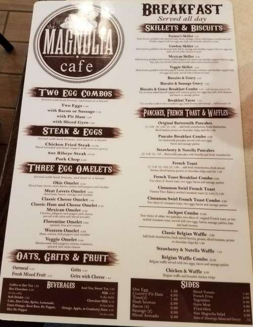 Magnolia Cafe menu in Durant, Oklahoma, USA