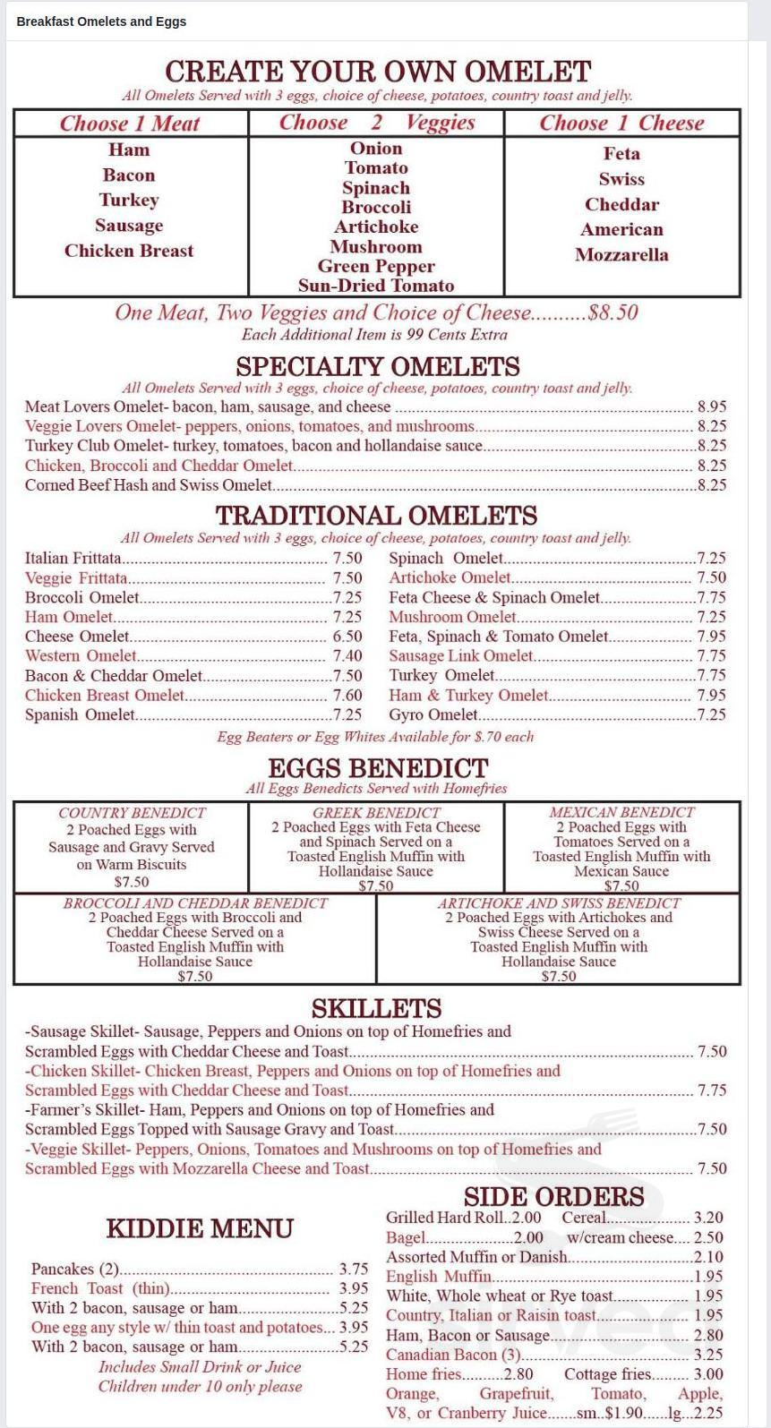 Billy's Homestead menu in Webster, New York, USA