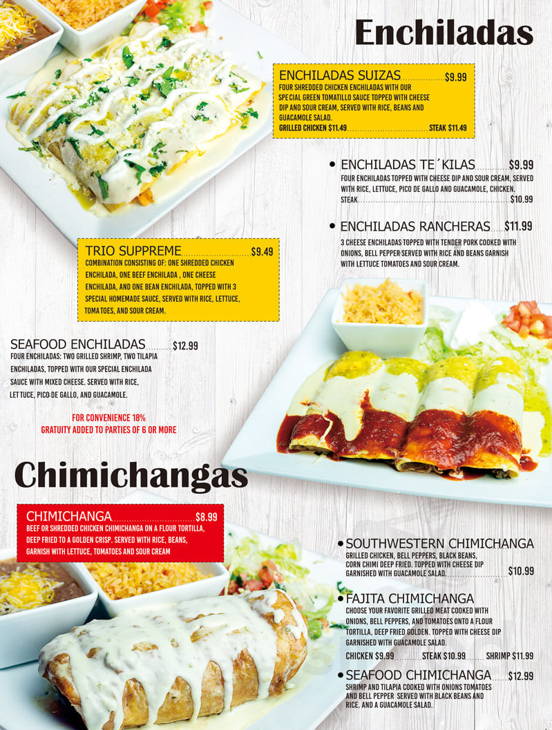Tekila Mexican Bar & Grill menu in Memphis, Tennessee, USA