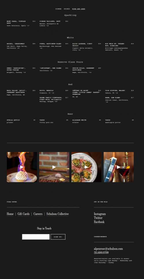 Alpen Rose menu in Philadelphia, Pennsylvania, USA