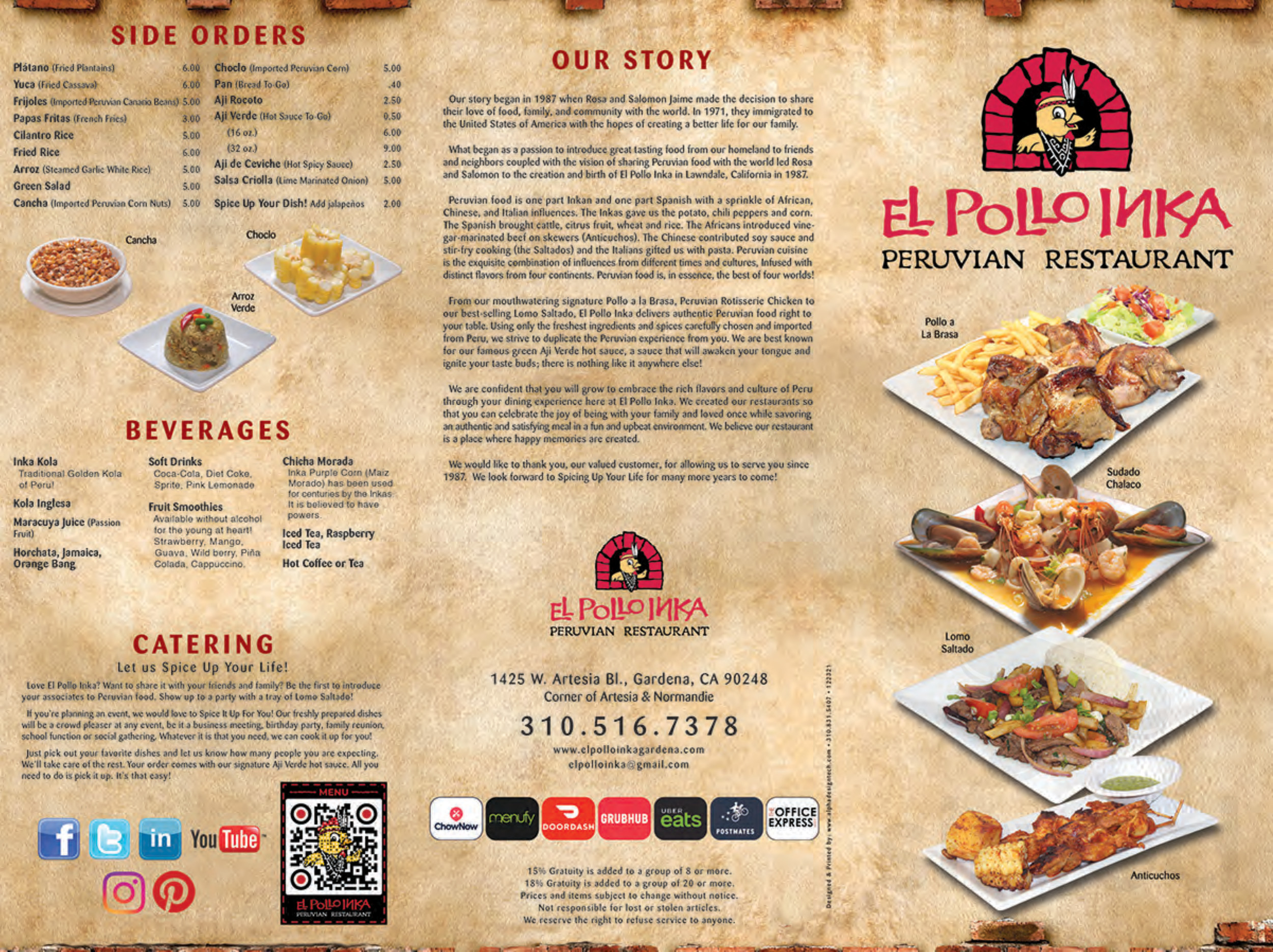 El Pollo Inka Gardena Peruvian Restaurant & Nightclub menu in Gardena ...