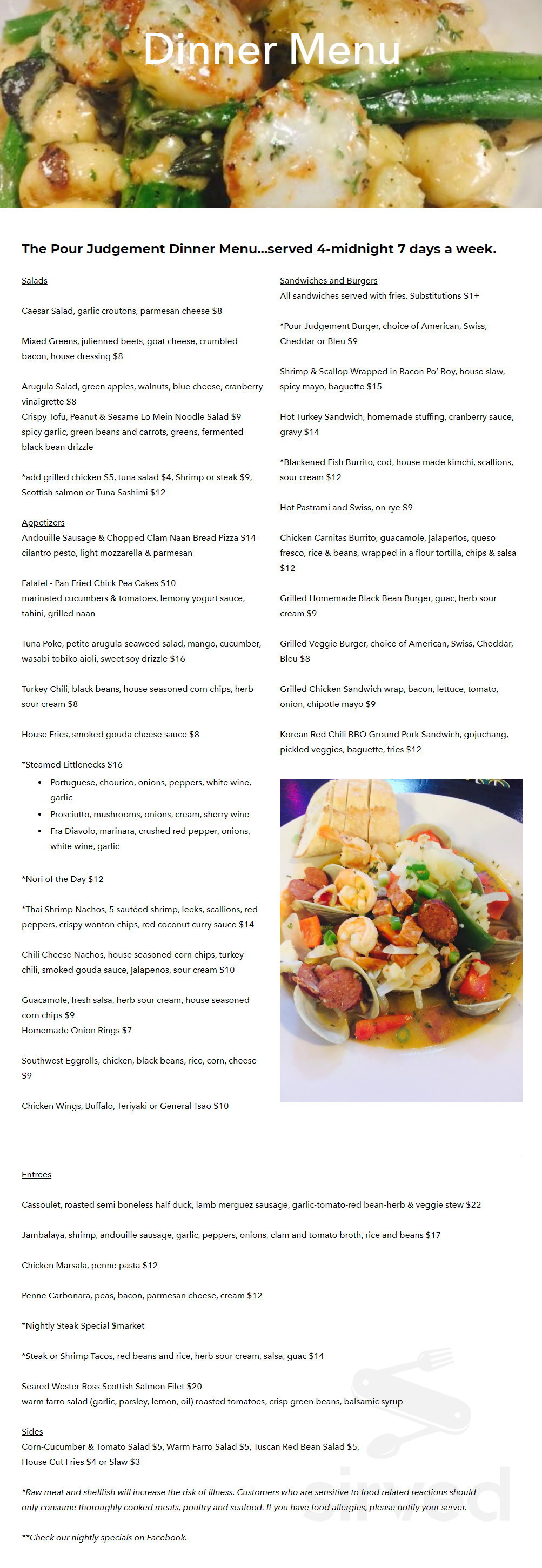 Menu for Pour Judgement in Newport, RI | Sirved