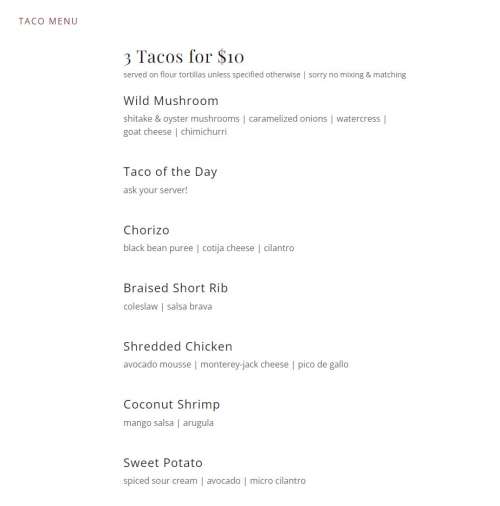 Roc & Olive menu in Long Beach, New York, USA