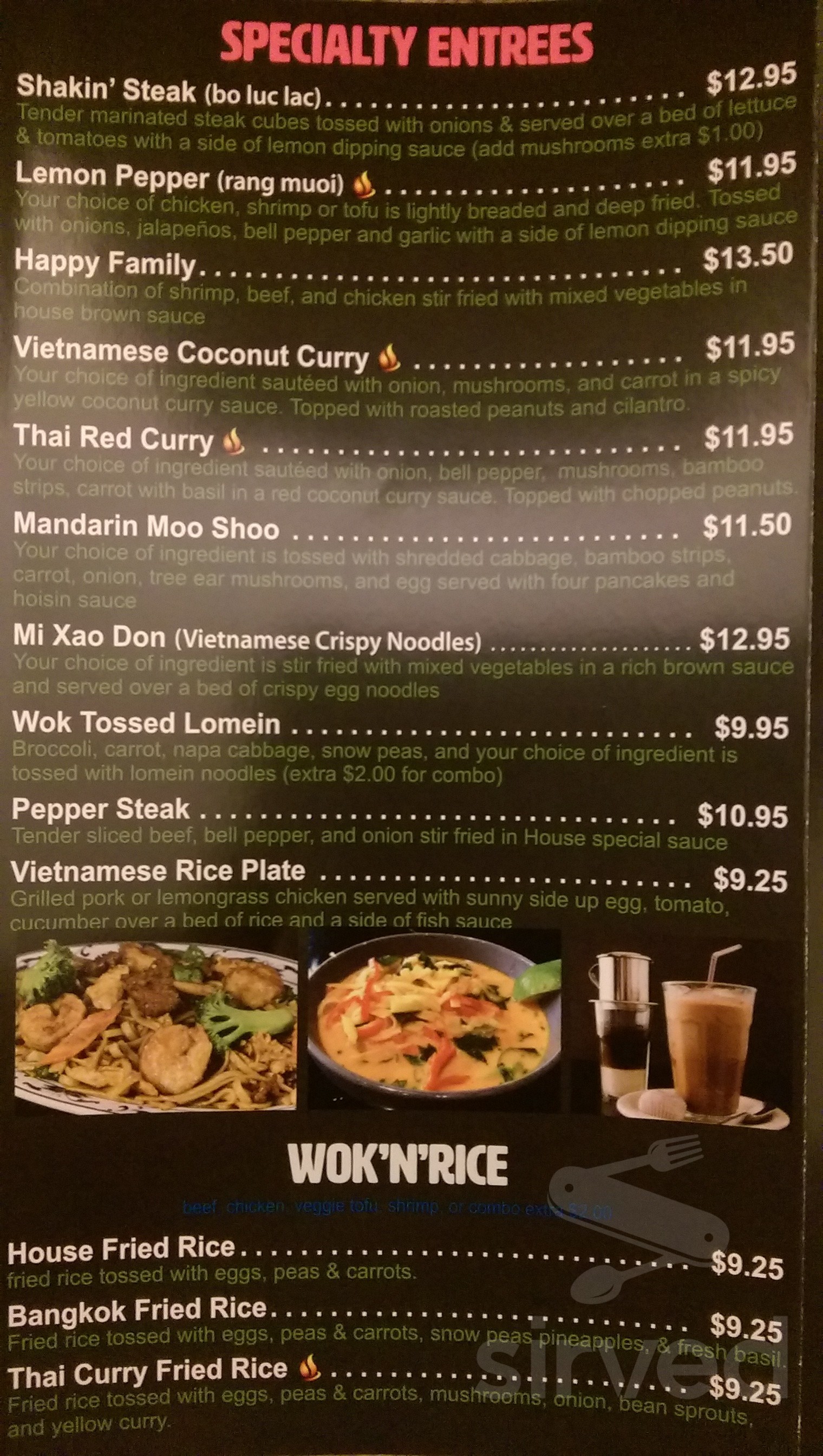 Rice 2 Go menu in Round Rock, Texas, USA