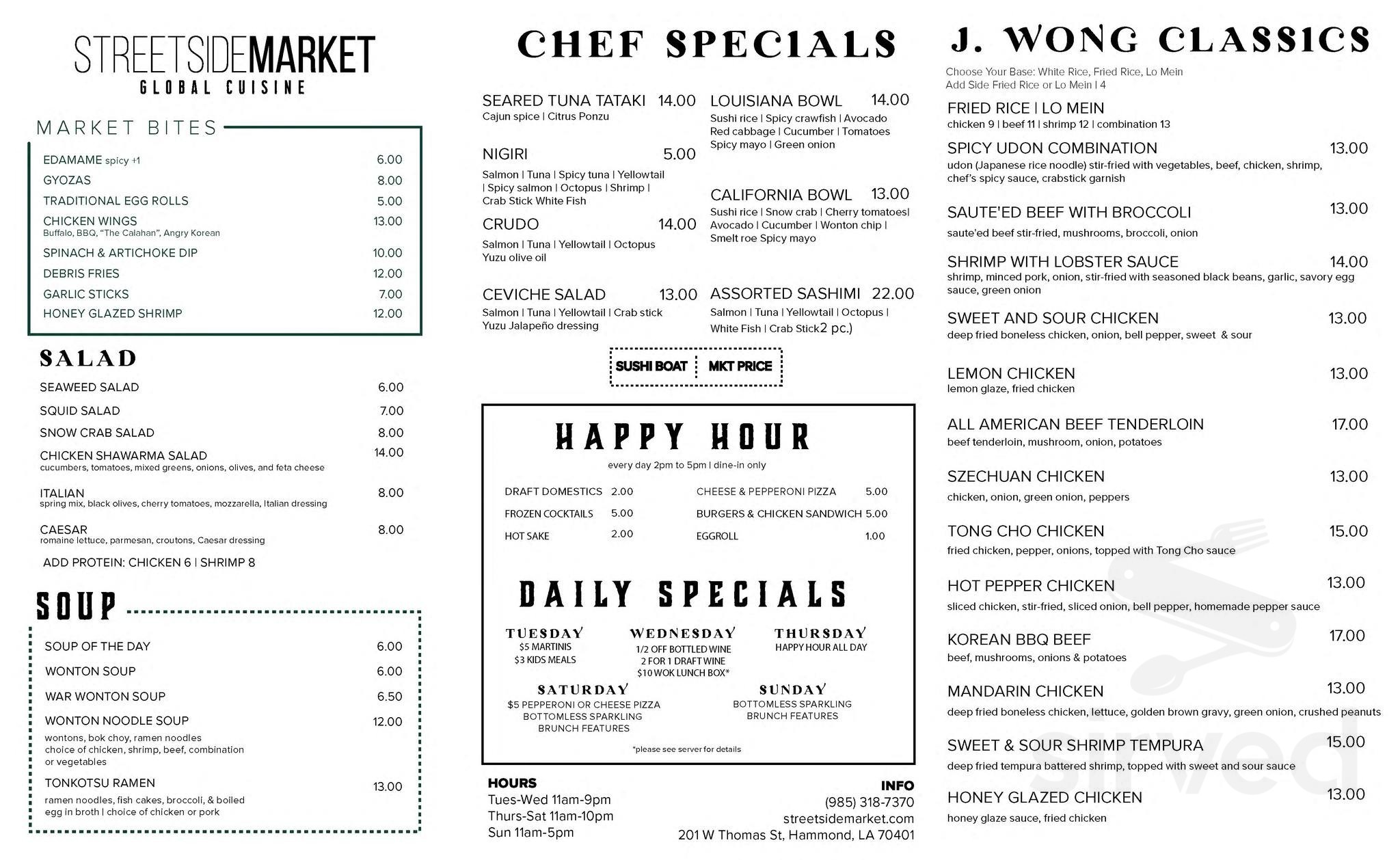 Streetside Market menus in Hammond, Louisiana, United States