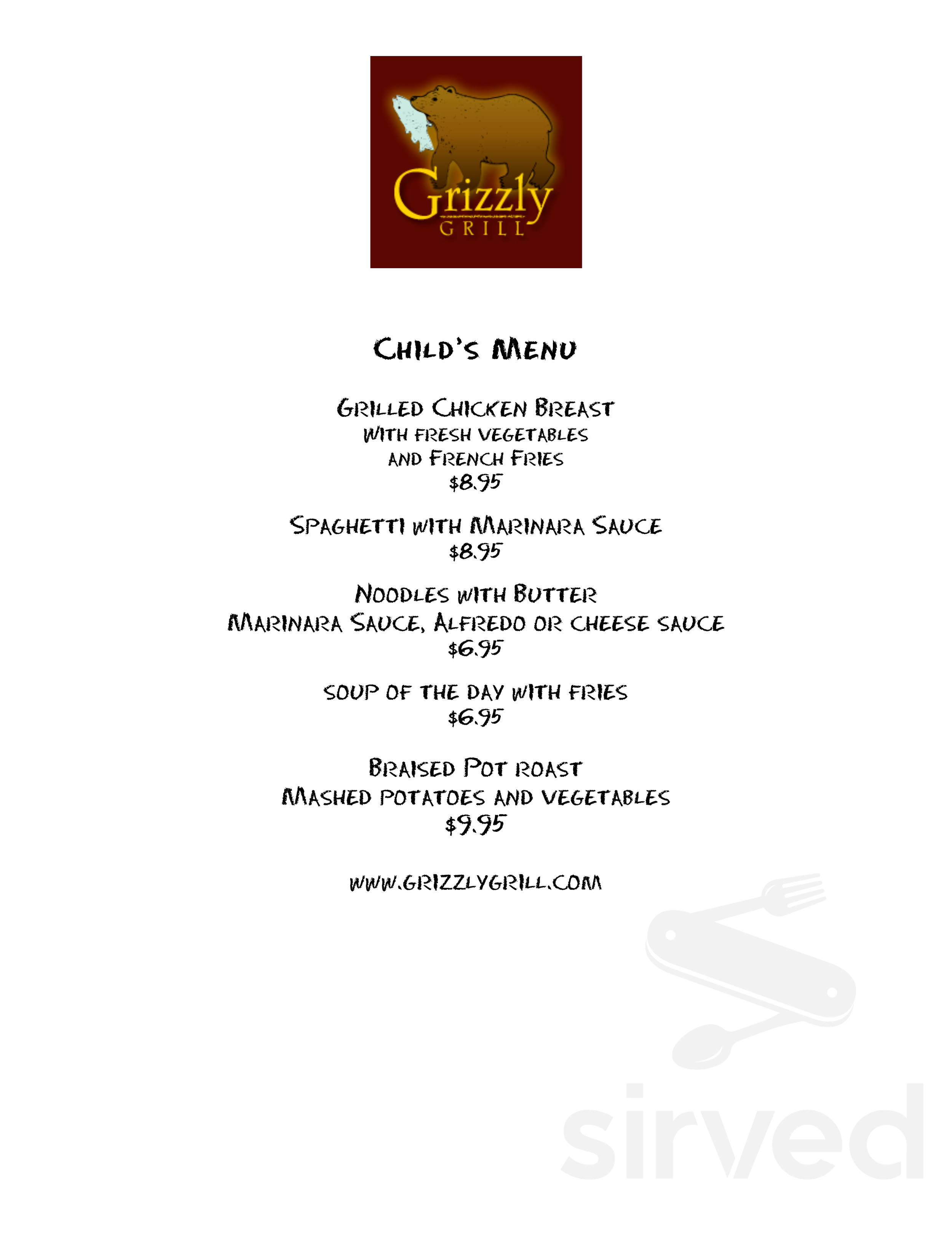 Grizzly Grill menus in Blairsden, California, United States