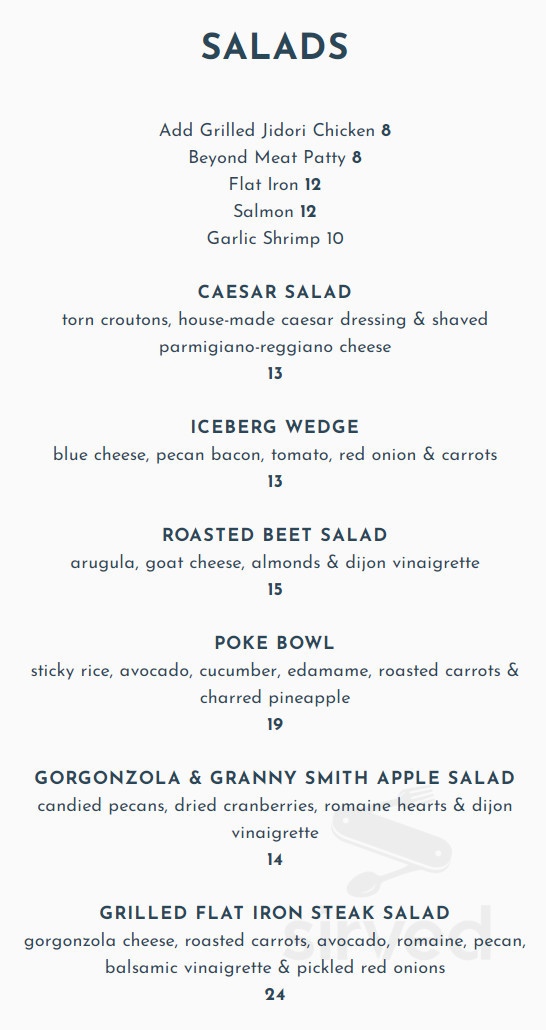 The 908 menu in Long Beach, California, USA