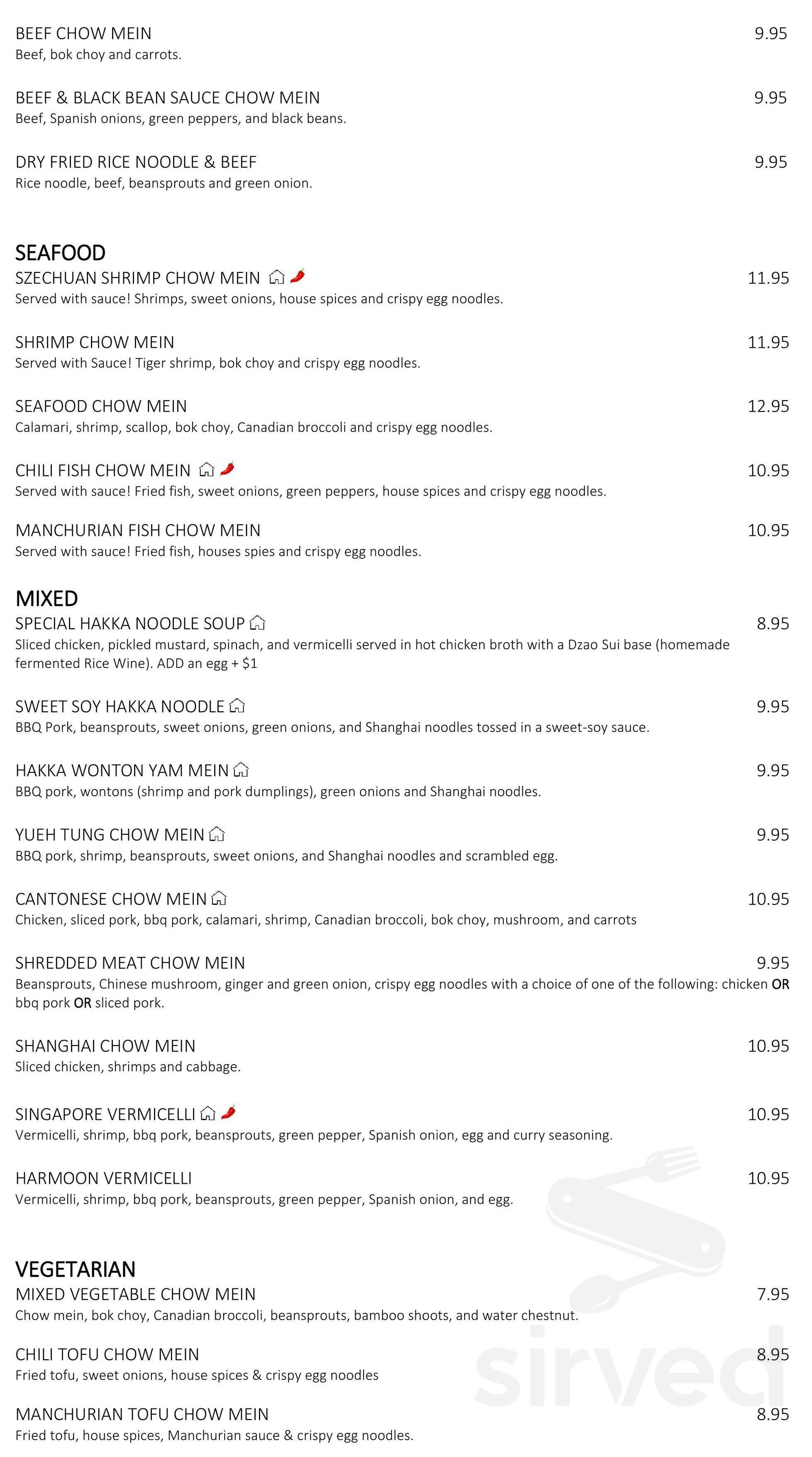 Yueh Tung Restaurant menu in Toronto, Ontario, Canada