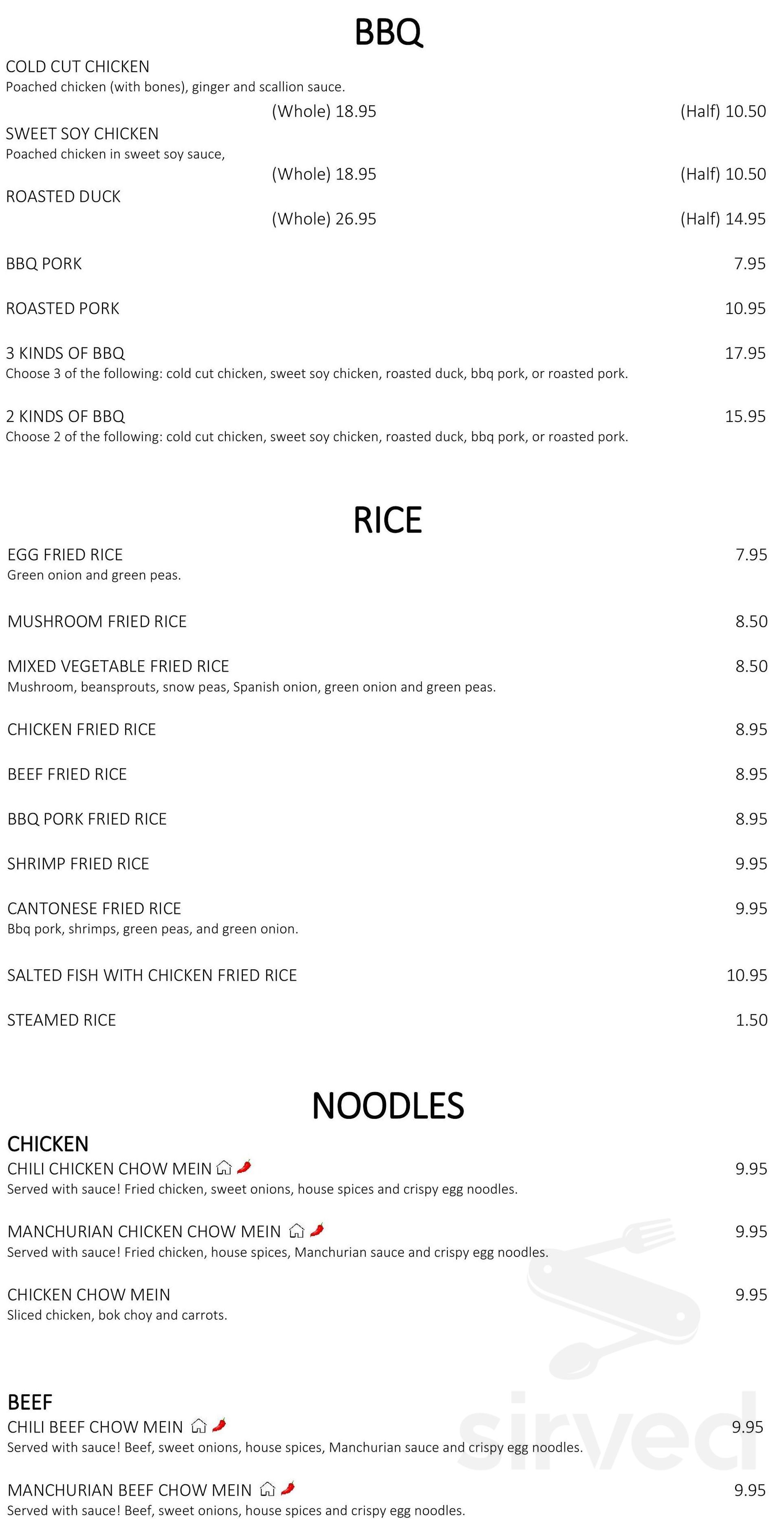 Yueh Tung Restaurant menu in Toronto, Ontario, Canada