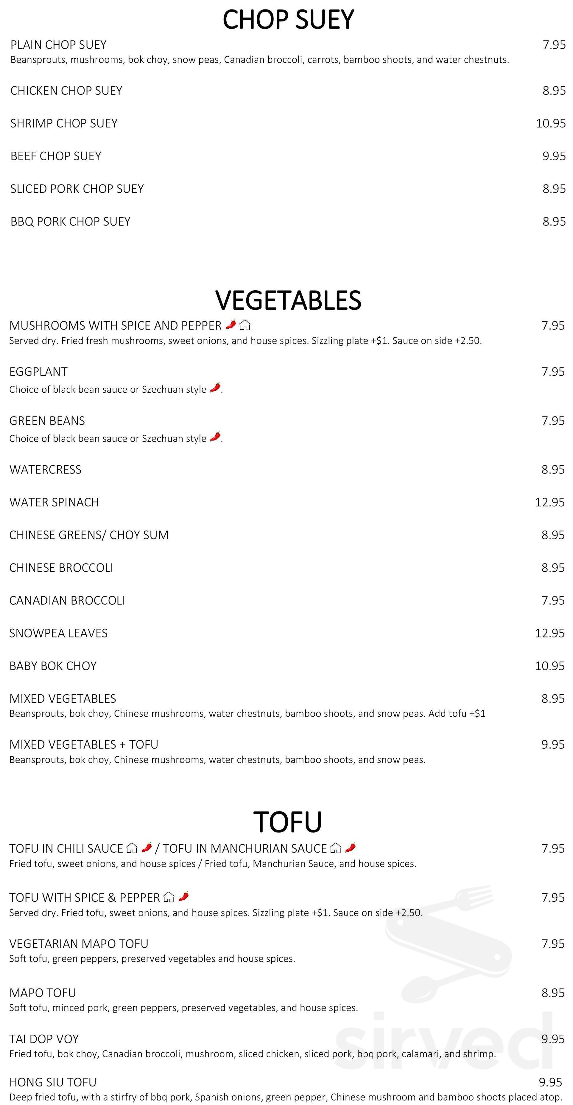 Yueh Tung Restaurant menu in Toronto, Ontario, Canada