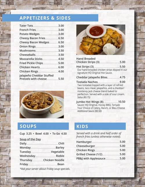 Headquarters Incorporated menu in Jasper, Indiana, USA