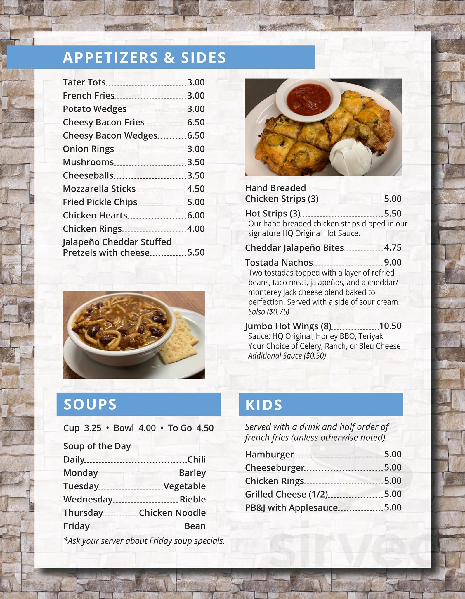 Headquarters Incorporated menu in Jasper, Indiana, USA