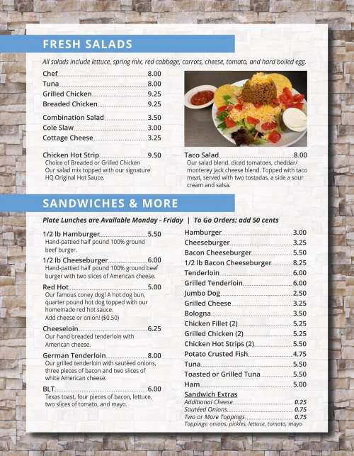 Headquarters Incorporated menu in Jasper, Indiana, USA