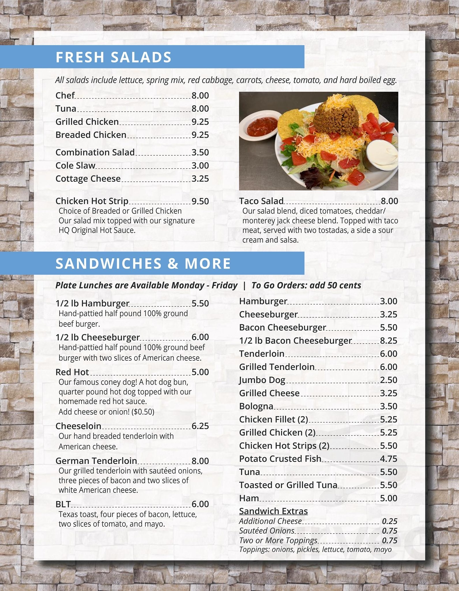 Headquarters Incorporated menu in Jasper, Indiana, USA