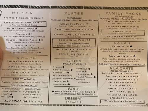 Mazra menu in San Bruno, California, USA