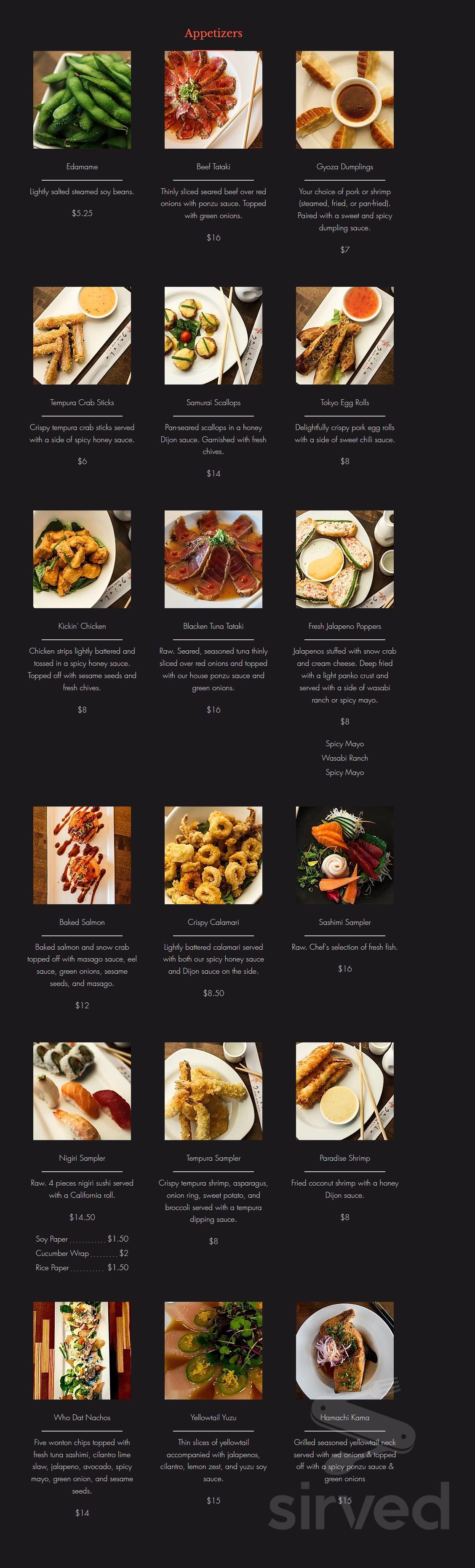 Menu for Geisha, Sushi With a Flair - Denham Springs in Denham Springs ...