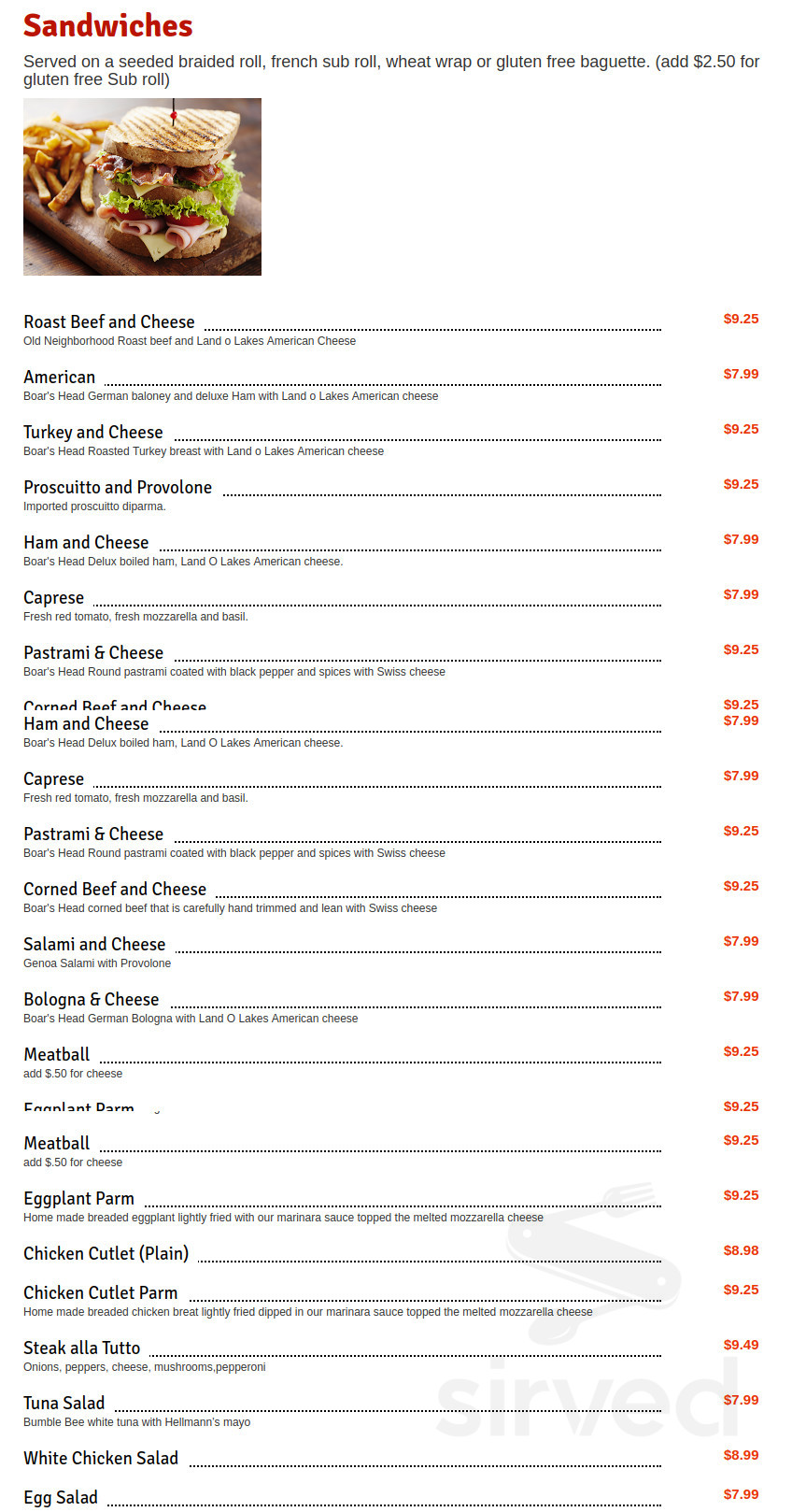 Anthony's East Side Deli / Boston Crunchy menu in Arlington ...