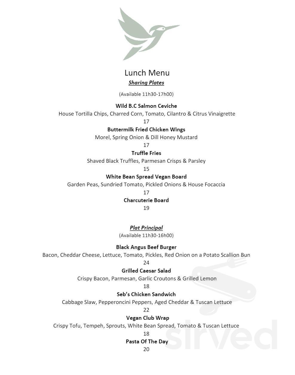 Halcyon Hot Springs Resort menu in Nakusp, British Columbia, Canada