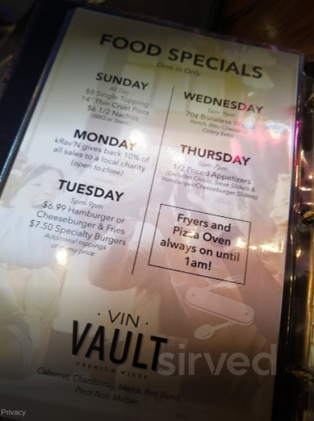 kRav'N menus in Sioux Falls, South Dakota, United States