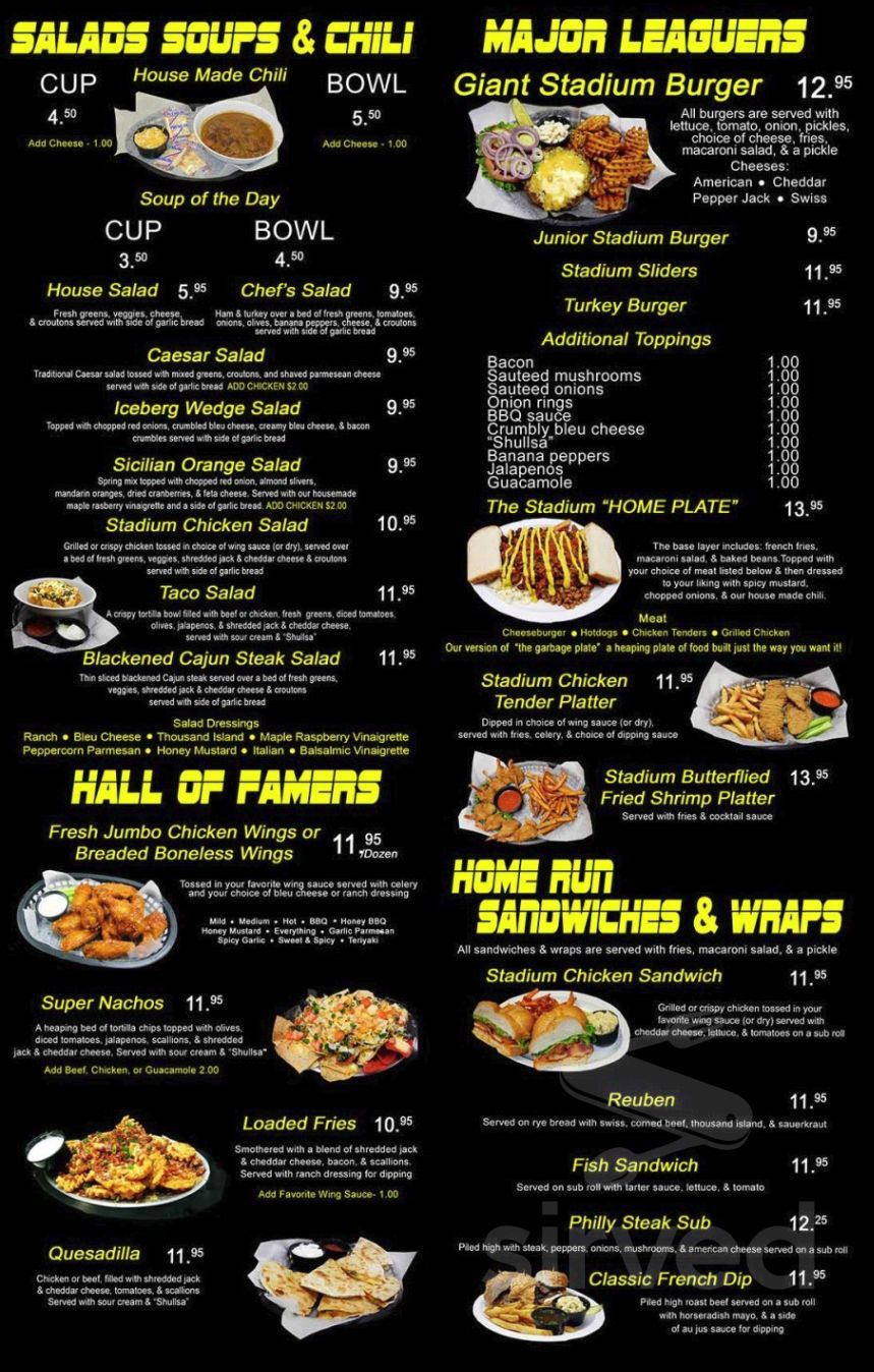Menu - Oxford NY's The Stadium | Sirved