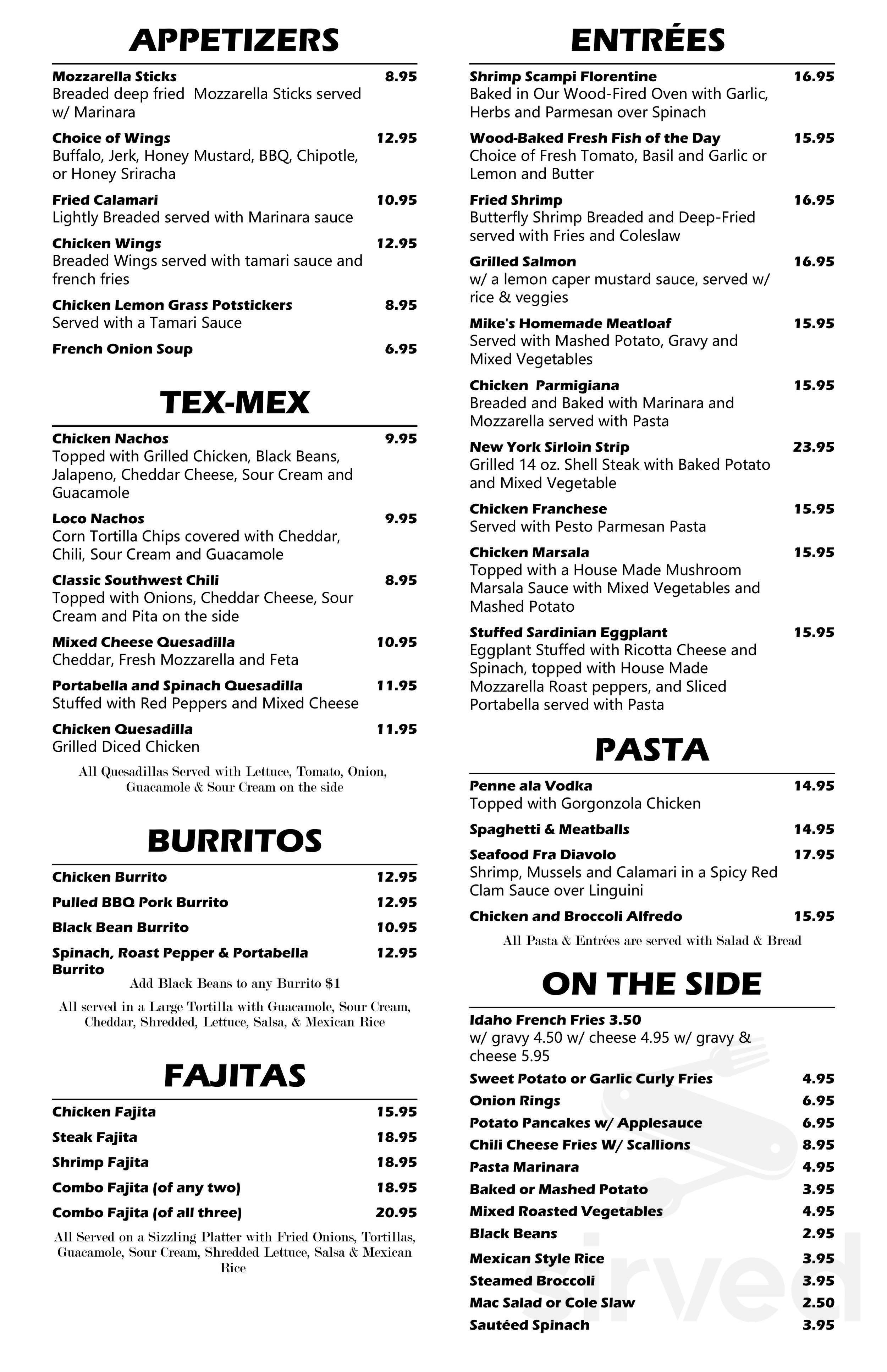 Brio's menu in Phoenicia, New York, USA