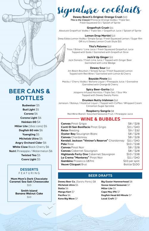 The Lighthouse Dewey Beach menu in Dewey Beach, Delaware, USA