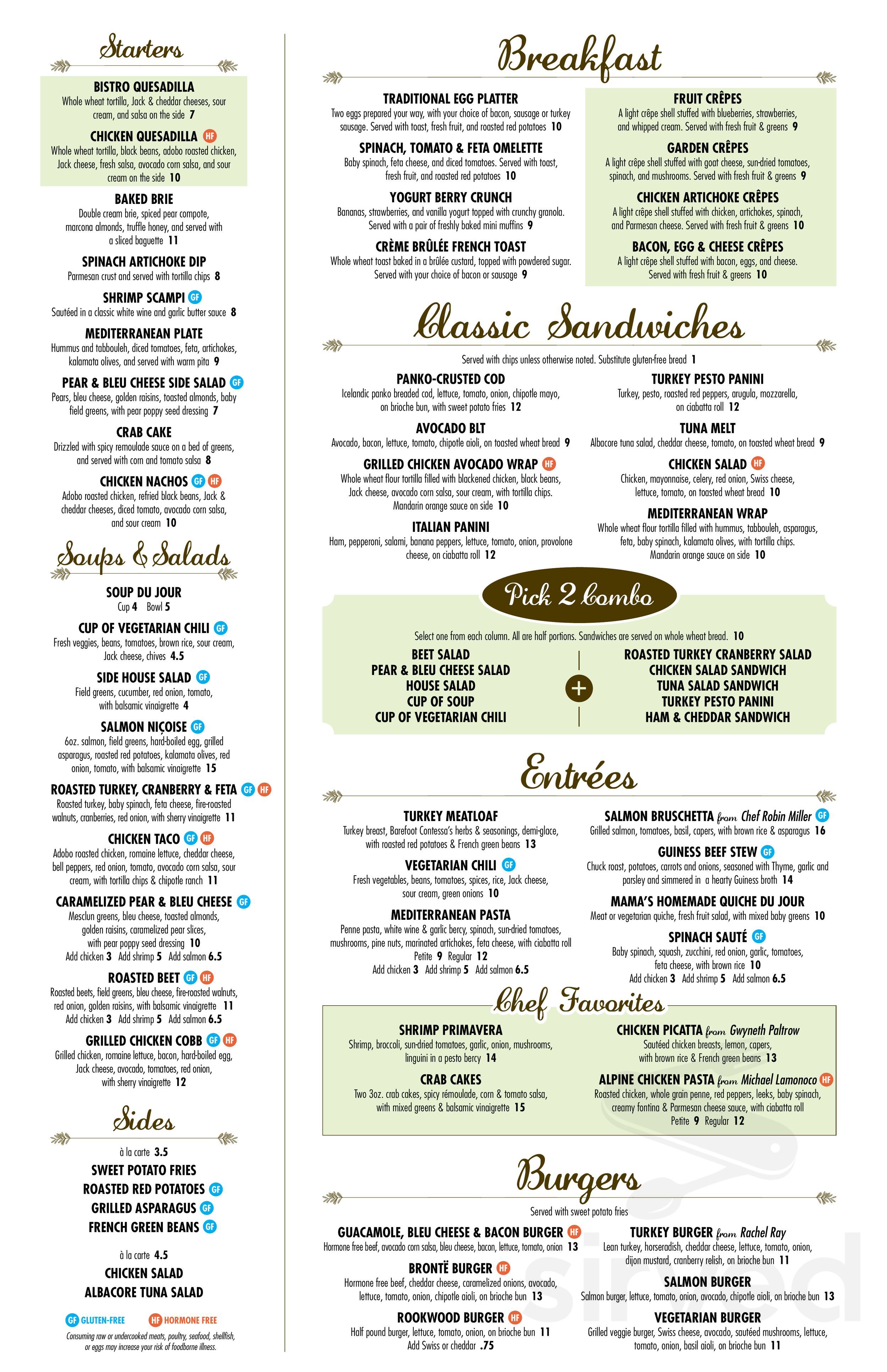 Bronte Bistro menus in Cincinnati, Ohio, United States