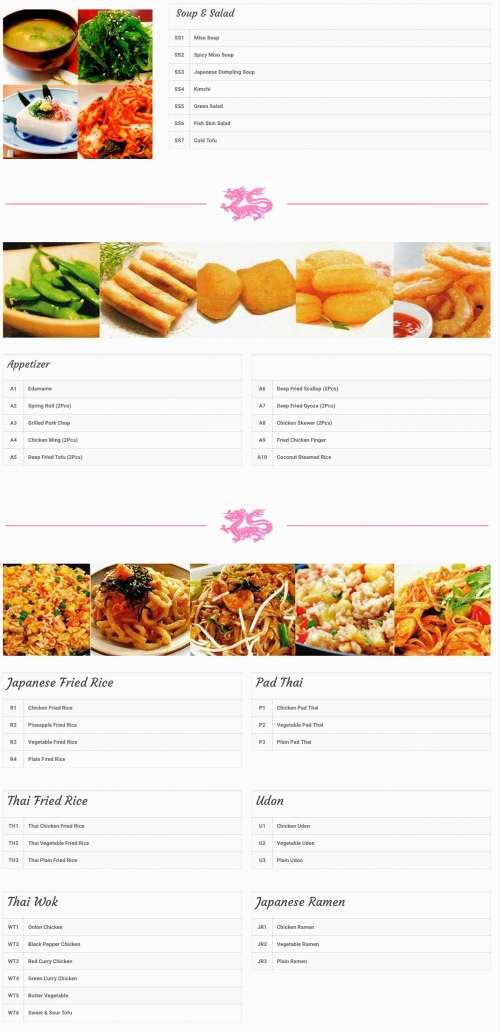 Mizu All You Can Eat menu in Halifax, Nova Scotia, Canada